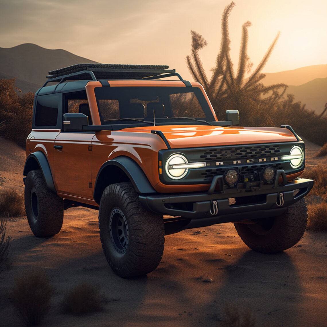 2022 Ford Bronco Orange Lifted in the Woods Digital Download - Etsy