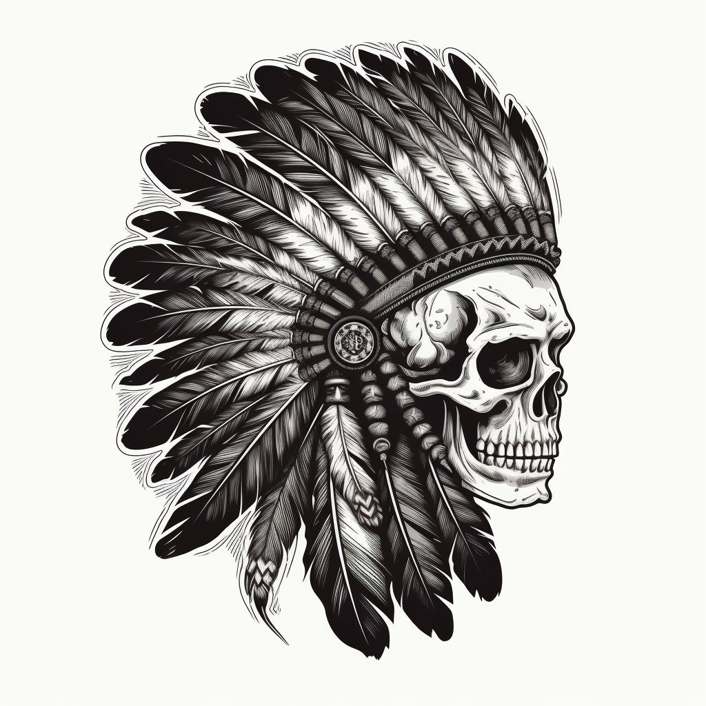 Native American Skull Headdress Tattoo