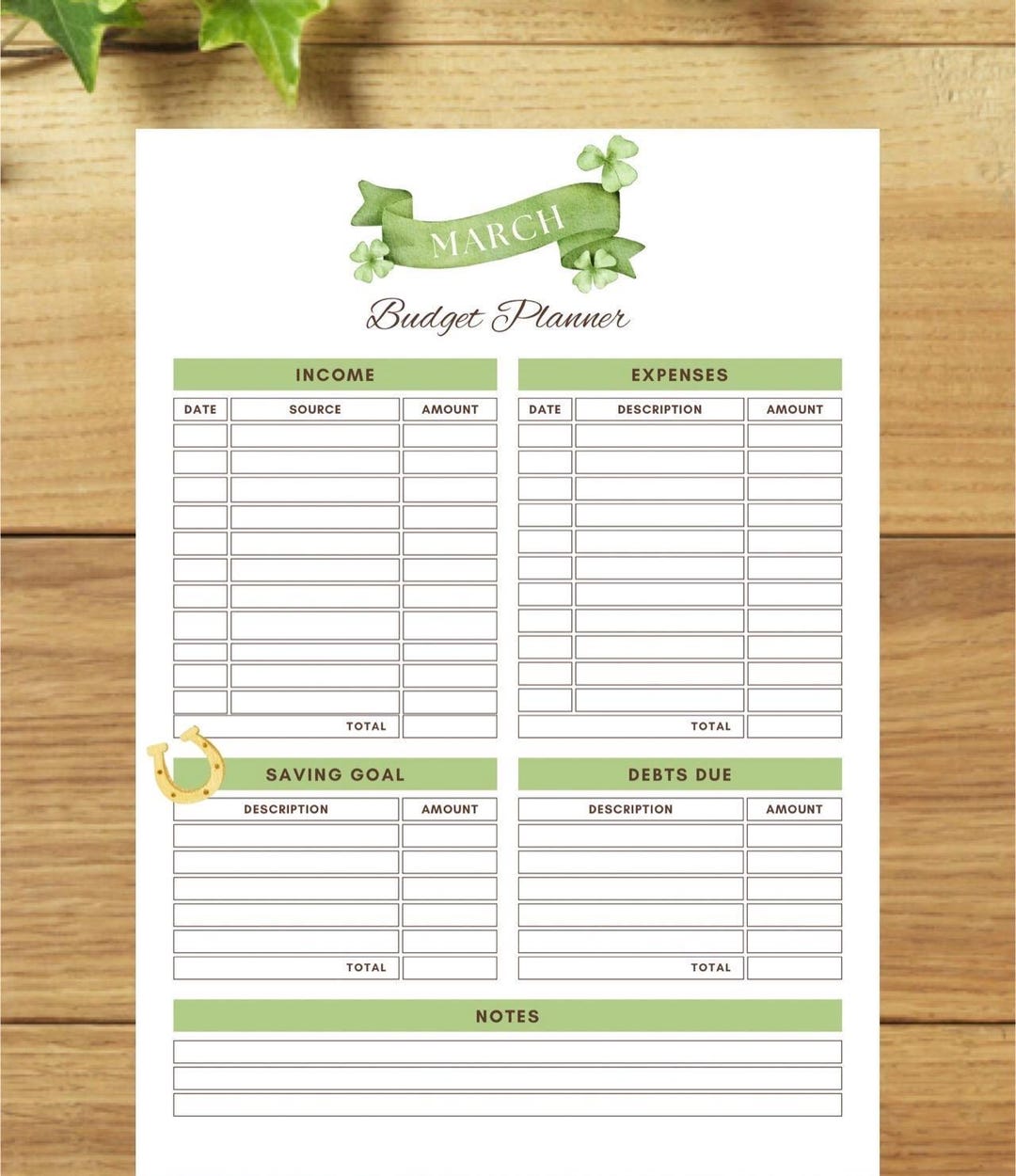 March Budget Planner - Instant Download PDF - Etsy