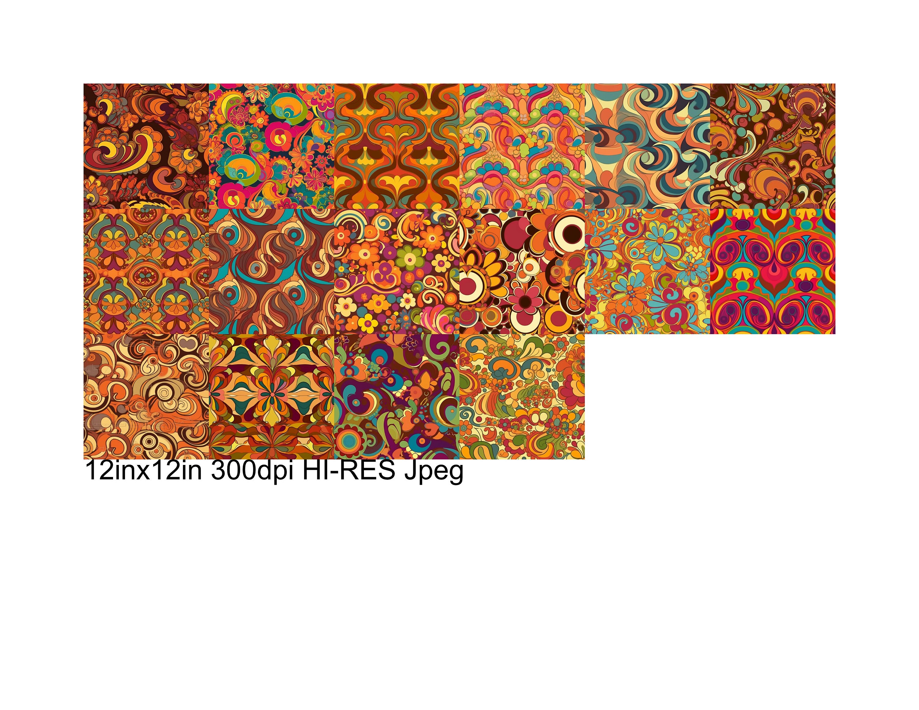 Seamless Digital Groovy Patterns. - Etsy
