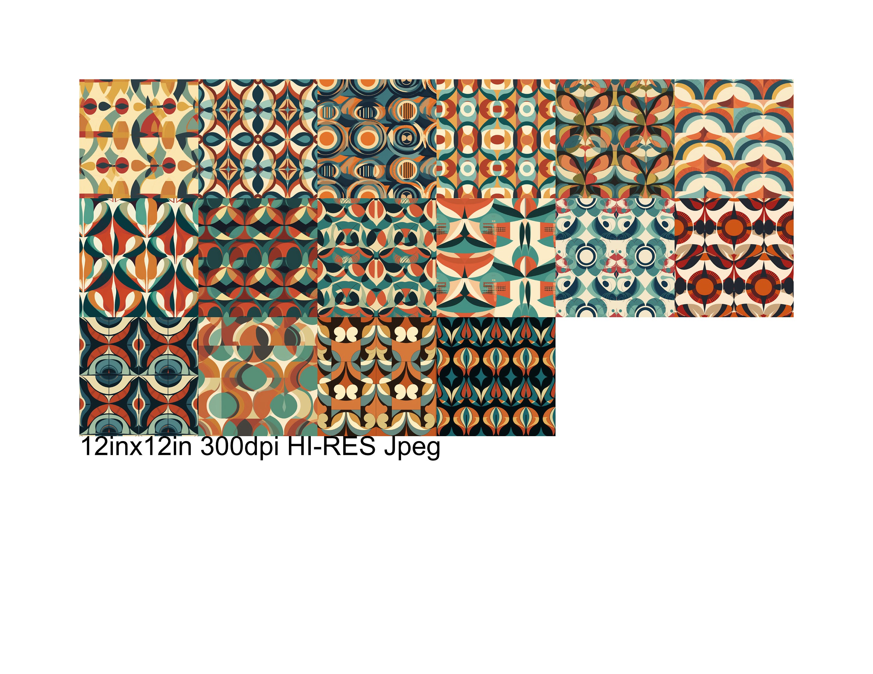 Seamless Digital Retro Tile Patterns. - Etsy