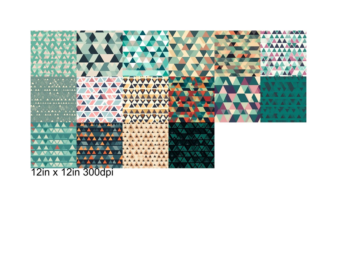 Seamless Digital Triangle Patterns. 12x12 300dpi - Etsy