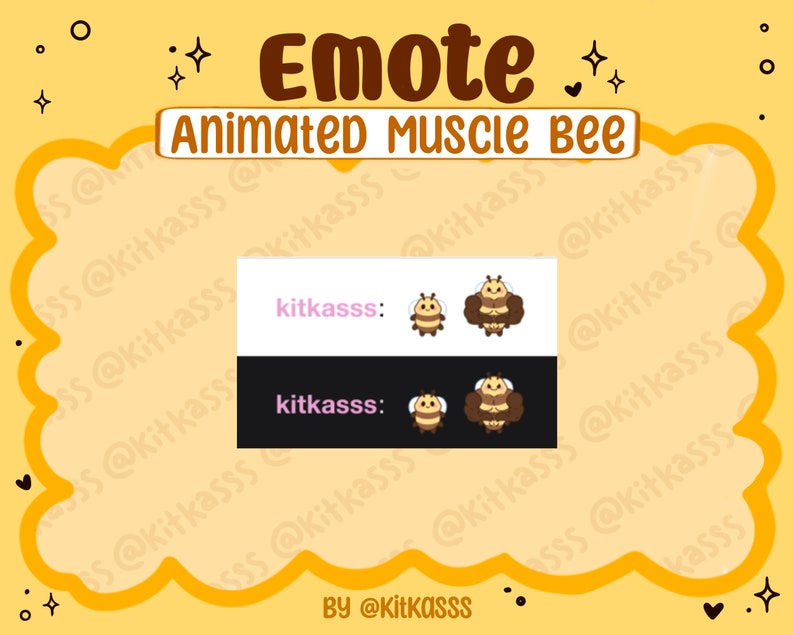 Animated Emote - Animated Muscle Bee Emote - Bee Emote - Cute Kawaii ...