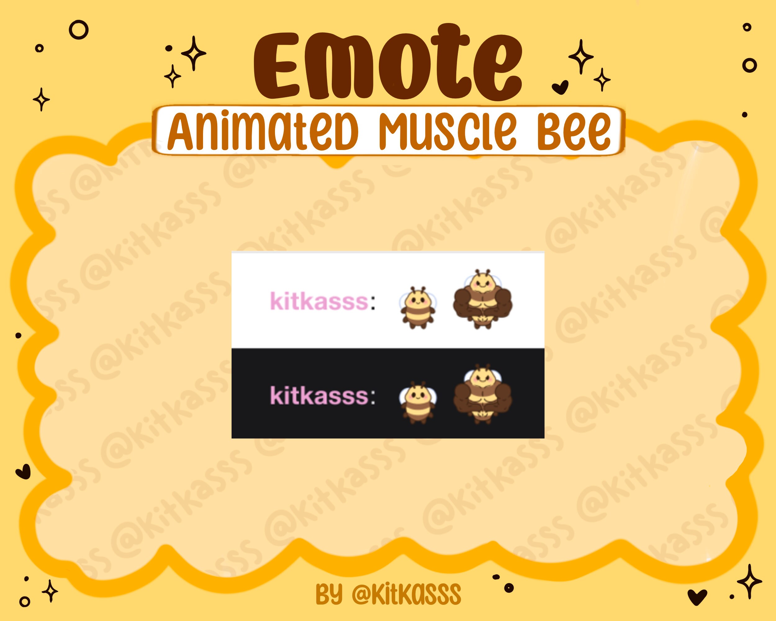 Animated Emote - Animated Muscle Bee Emote - Bee Emote - Cute Kawaii ...