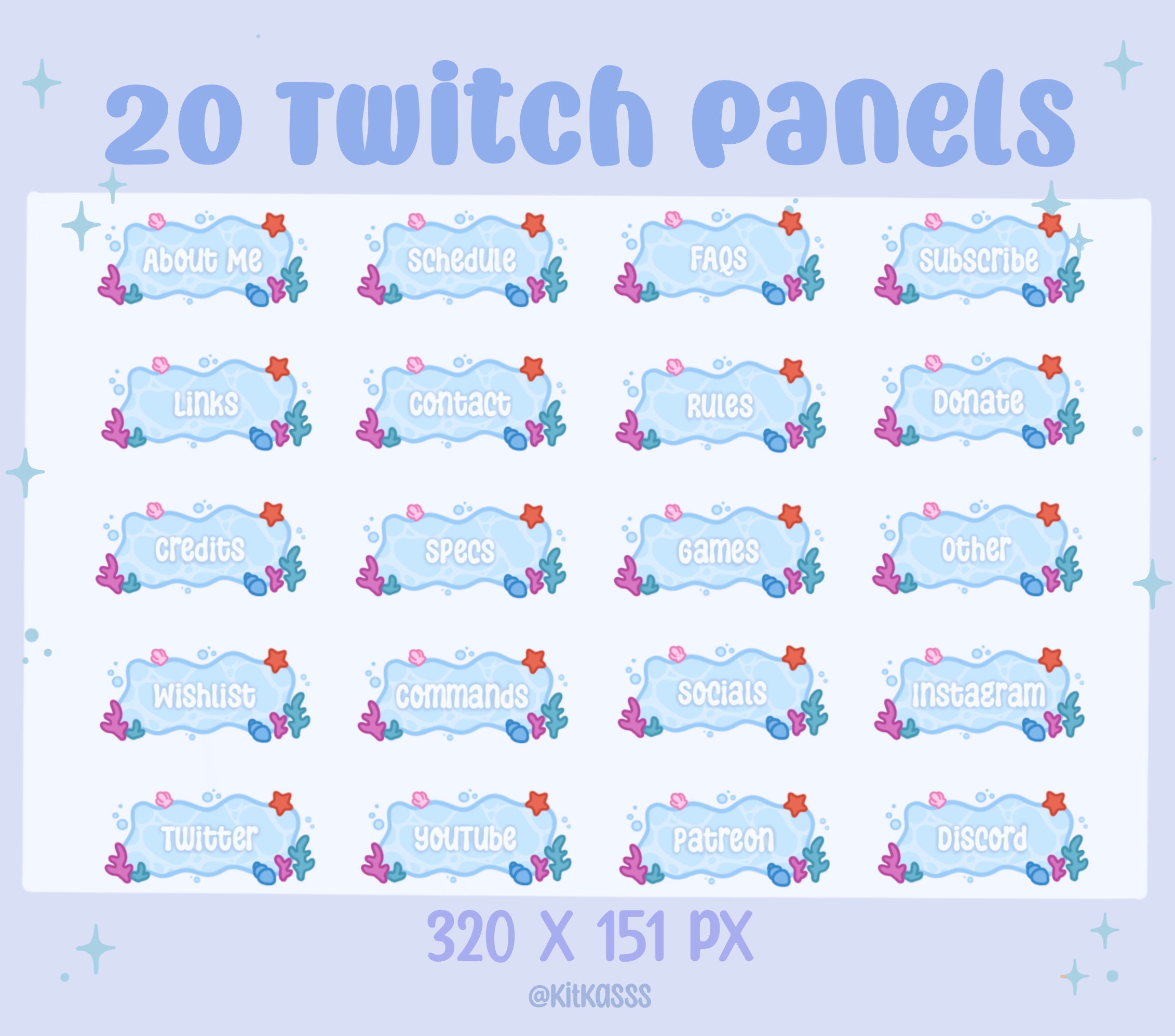 20 Sea Theme Twitch Panels - Ocean Theme Panels - Water Twitch Panels ...