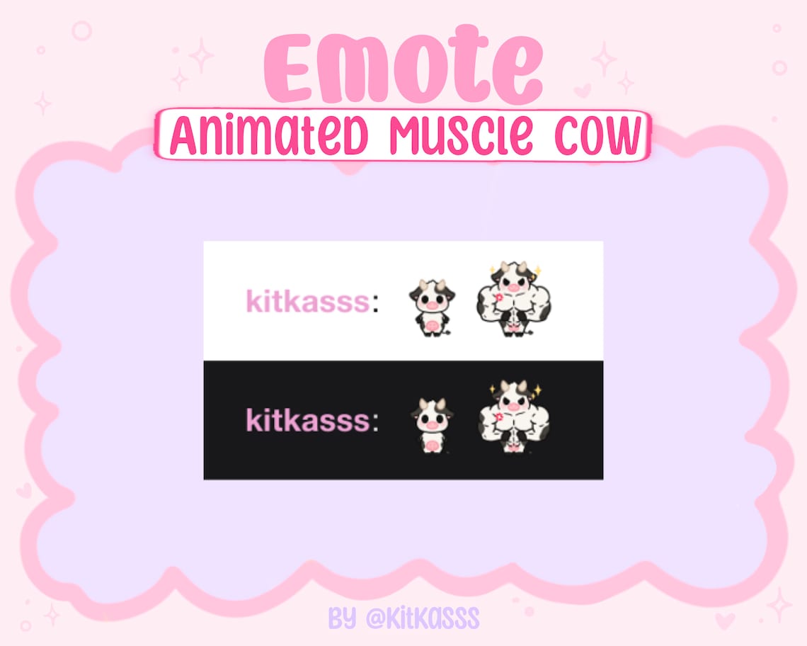 Animated Muscle Cow Emote - Animated Cow Twitch Emote - Muscle Emote ...