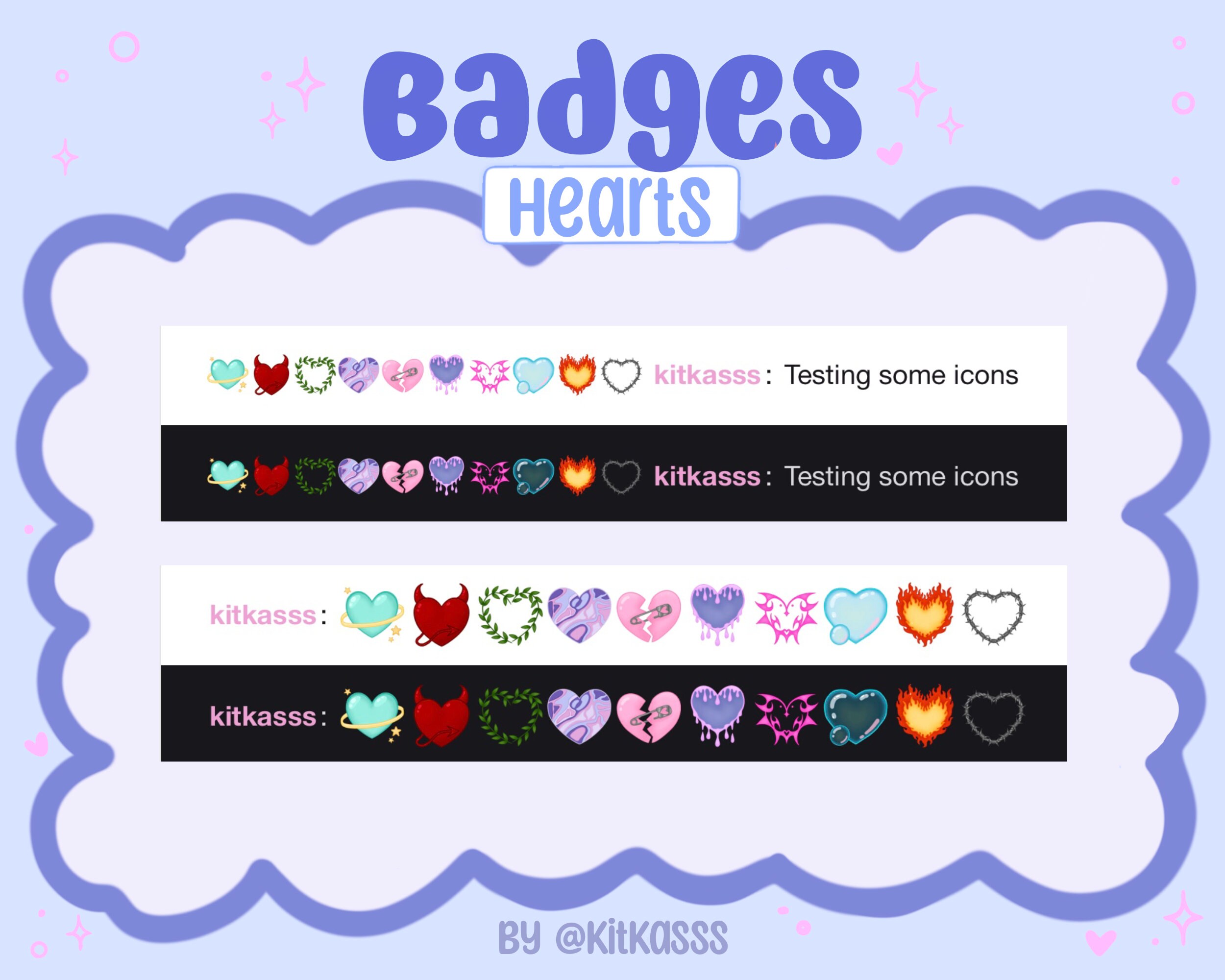 10 Unique Heart Twitch Sub Badges - Heart Twitch Badges - Cute Kawaii ...
