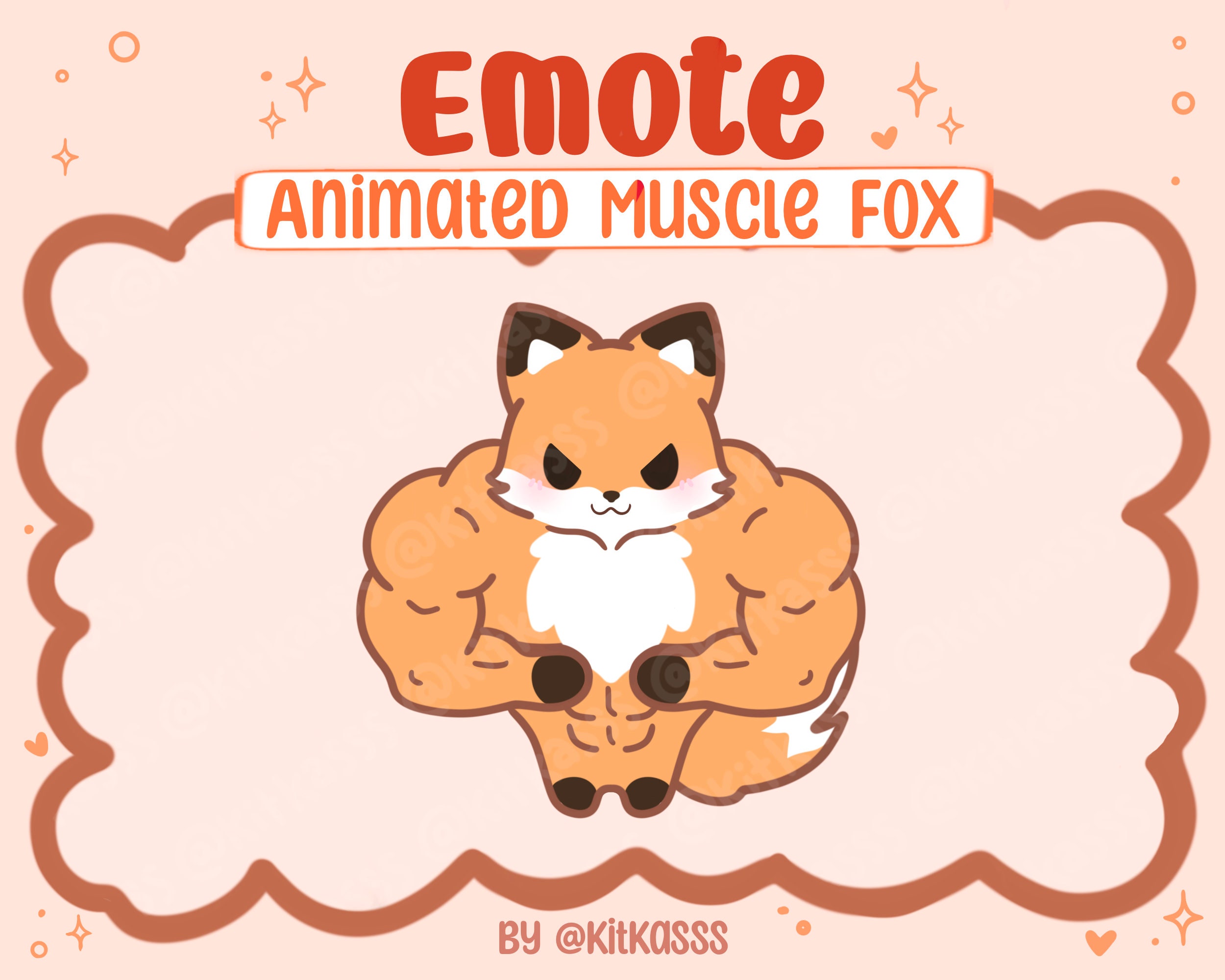 Animated Muscle Fox Emote - Buff Fox Emote - Fox Twitch Emote - Twitch ...