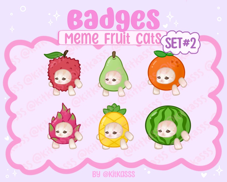 Twitch Meme Fruit Cat Sub/bit Badges - Fruit Cat Badges - Twitch Badges ...
