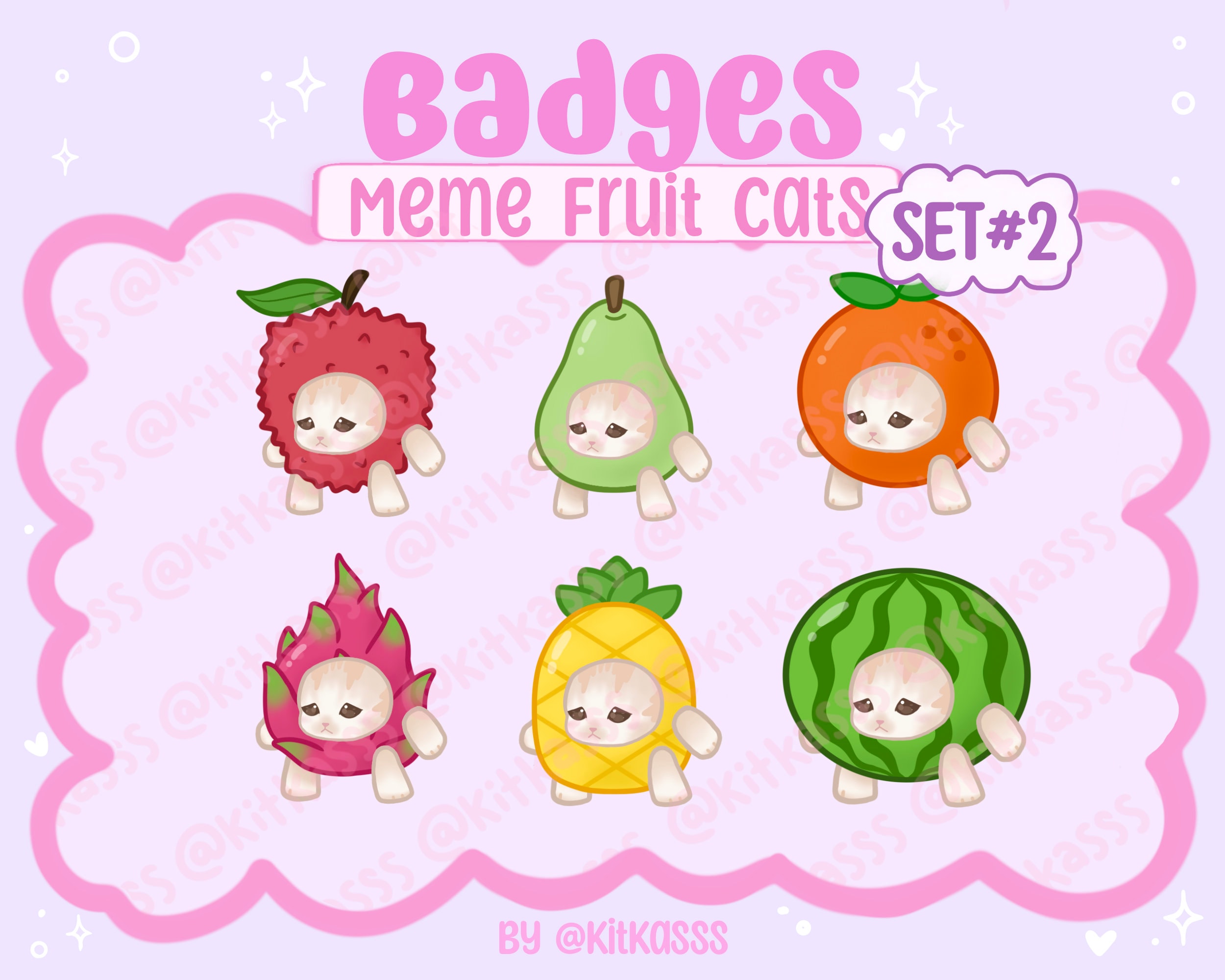 Twitch Meme Fruit Cat Sub/bit Badges - Fruit Cat Badges - Twitch Badges ...