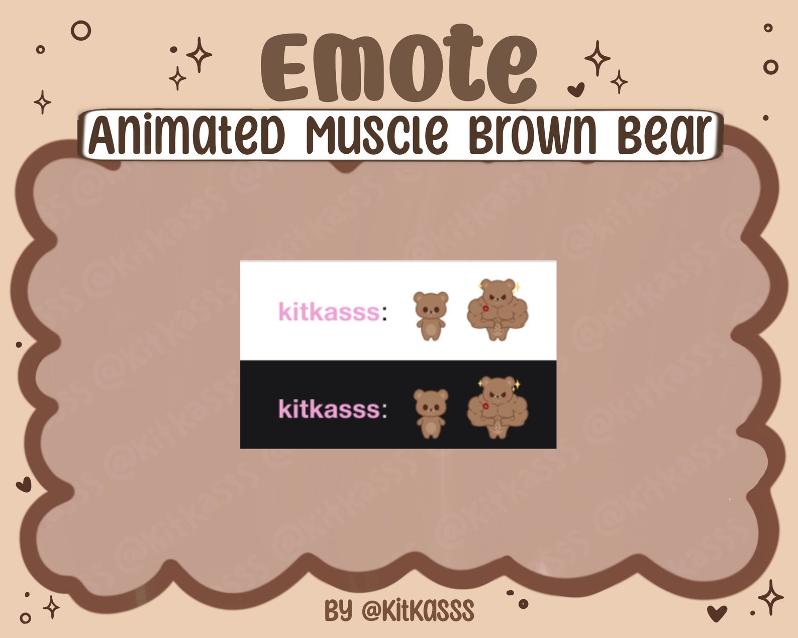 Animated Muscle Brown Bear Emote - Buff Brown Bear Emote - Flexing Bear ...