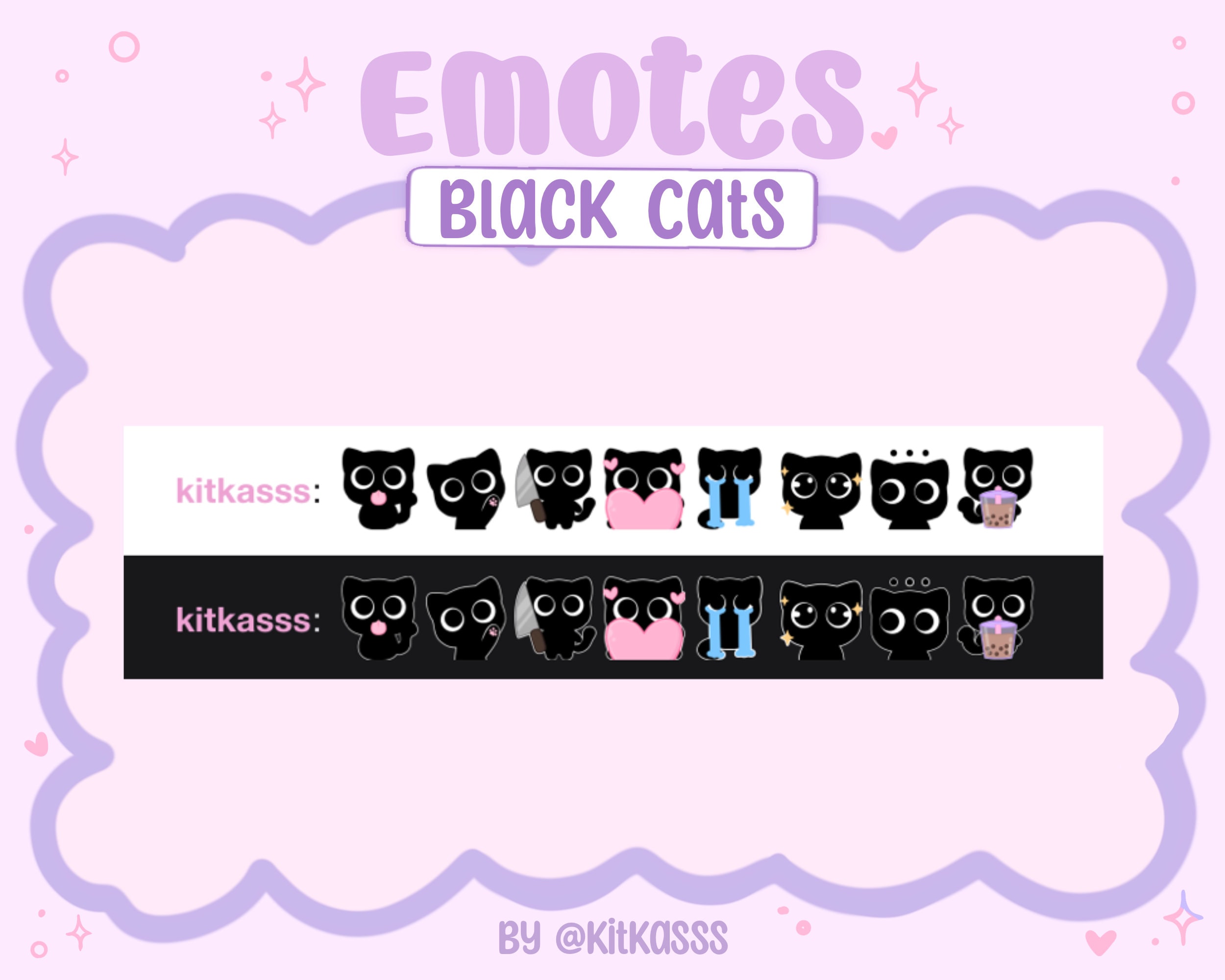 Lindos emoticonos de gato negro Meme Cat Emotes Cat Twitch, YouTube ...