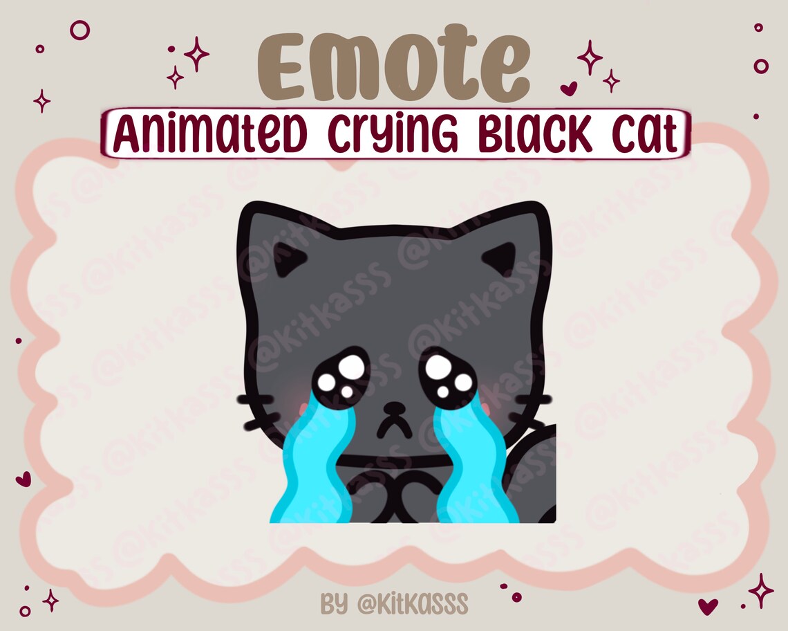 Animated Black Cat Emote - Animated Cat Emote - Cat Emote - Crying Cat ...