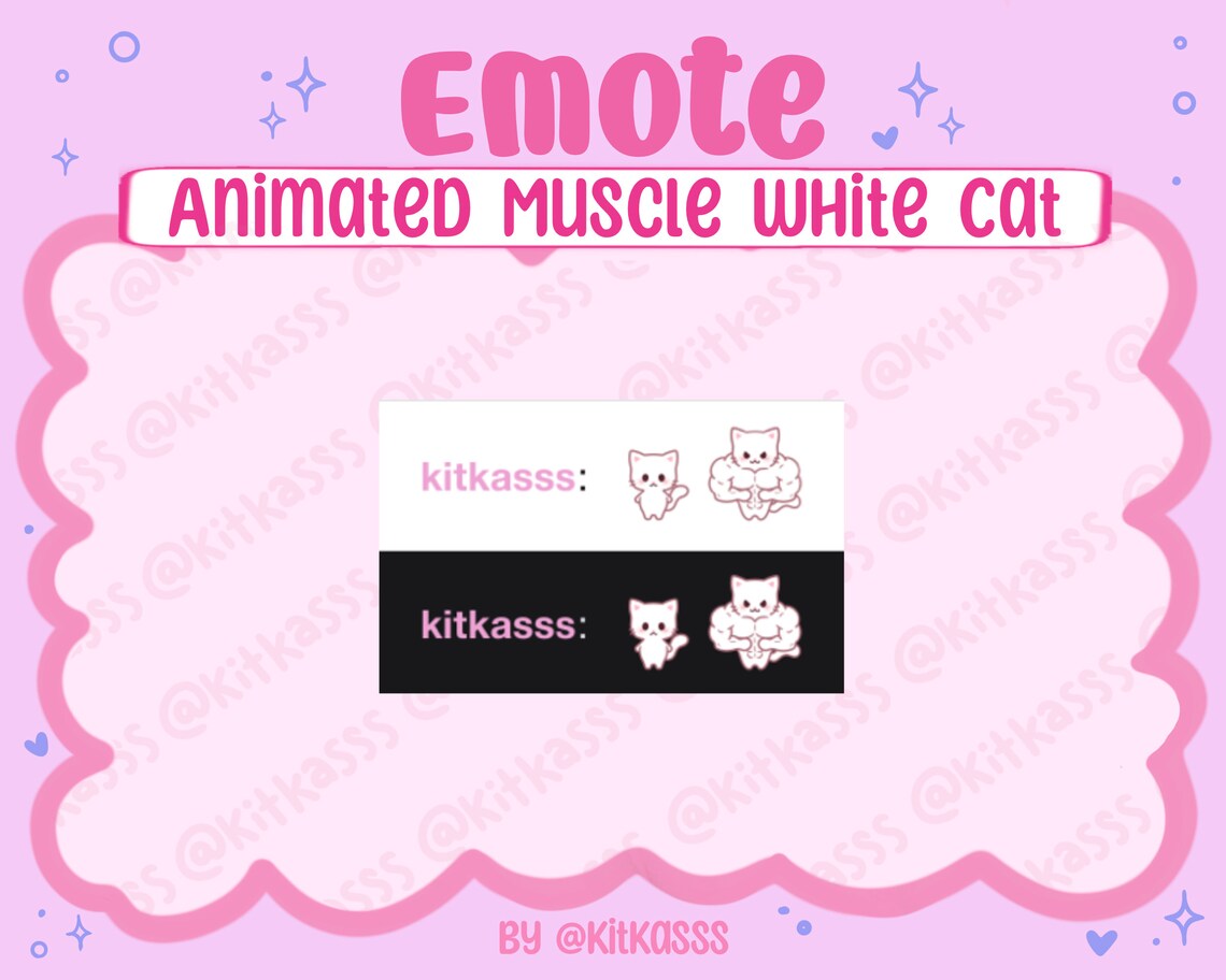 Animated Emote - White Cat Muscle Emote - Kawaii Cute White Cat Emote ...