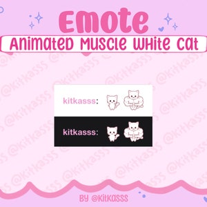 Animated Emote - White Cat Muscle Emote - Kawaii Cute White Cat Emote ...