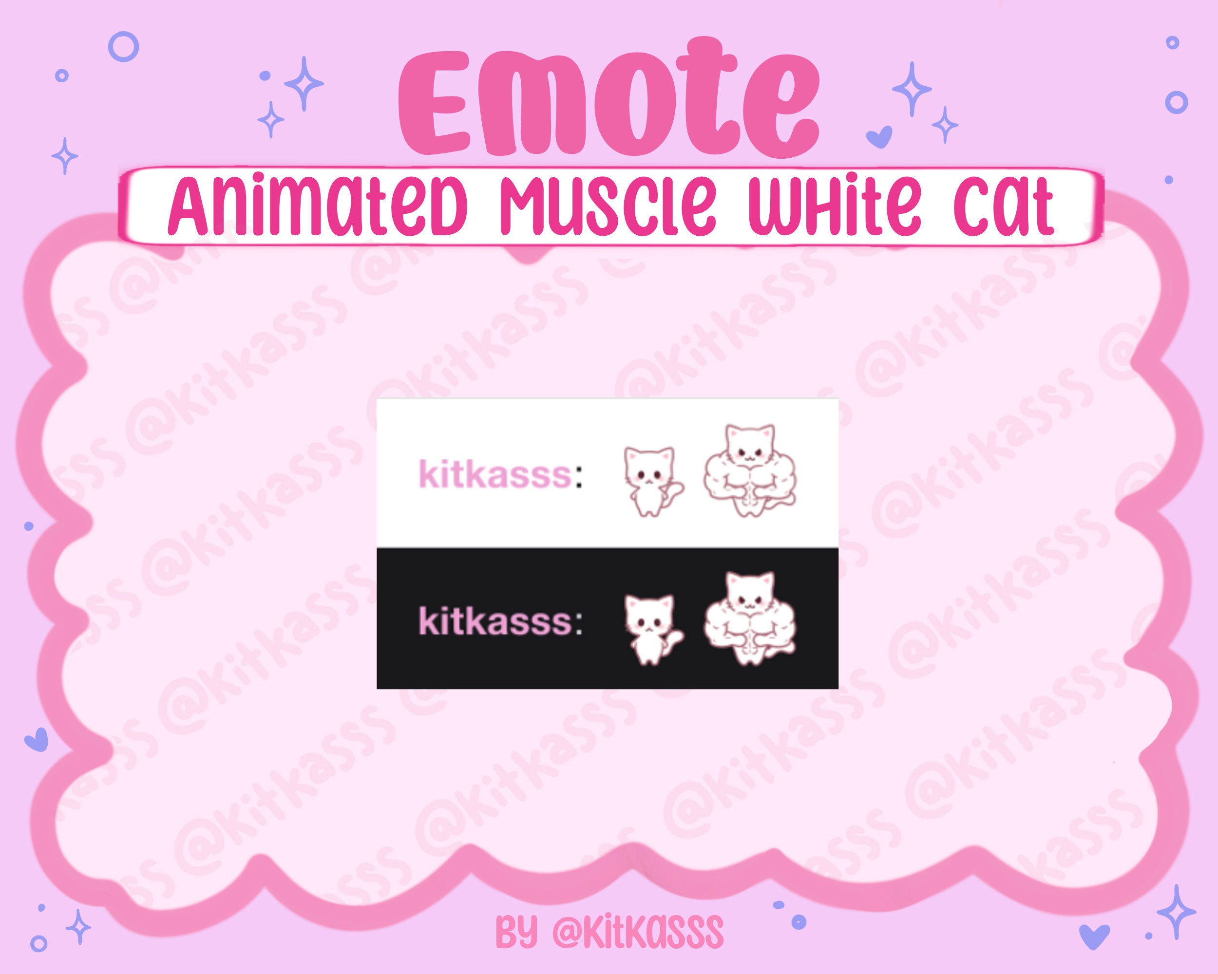 Animated Emote - White Cat Muscle Emote - Kawaii Cute White Cat Emote ...