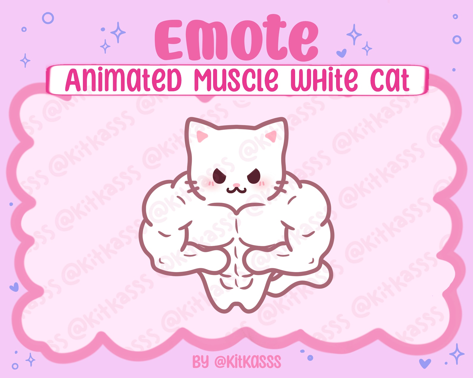 Animated Emote - White Cat Muscle Emote - Kawaii Cute White Cat Emote ...