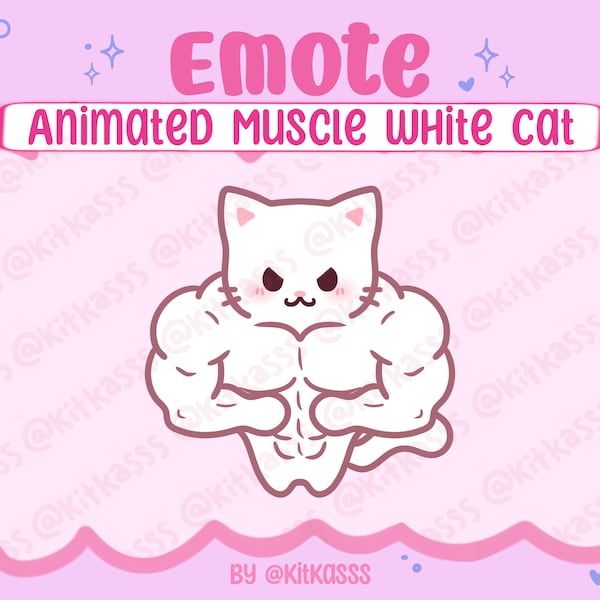 Cute White Fox Animated Emote Buff White Fox Emote Muscle White Fox ...