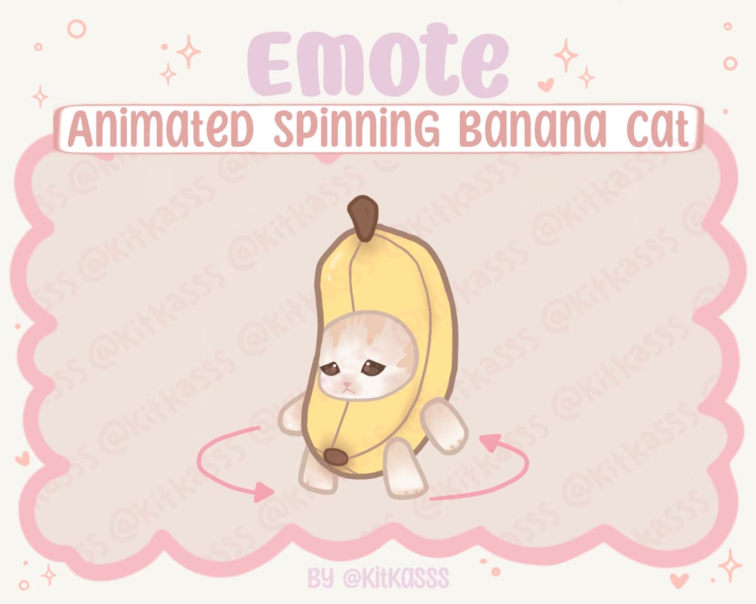 Animated Spinning Banana Cat Emote - Cat Emote - Meme Cat Emote ...