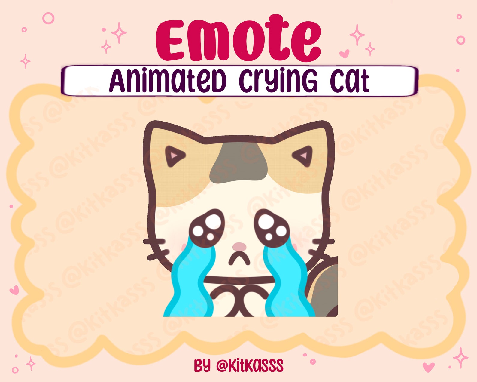 Animated Cat Emote - Cat Emote - Crying Cat Emote - Twitch, Youtube ...