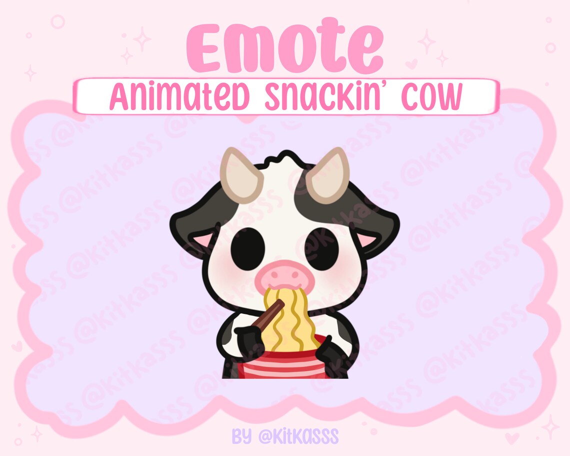 Animated Cow Emote - Snackin’ Cow Emote - Animated Eating Cow Emote ...