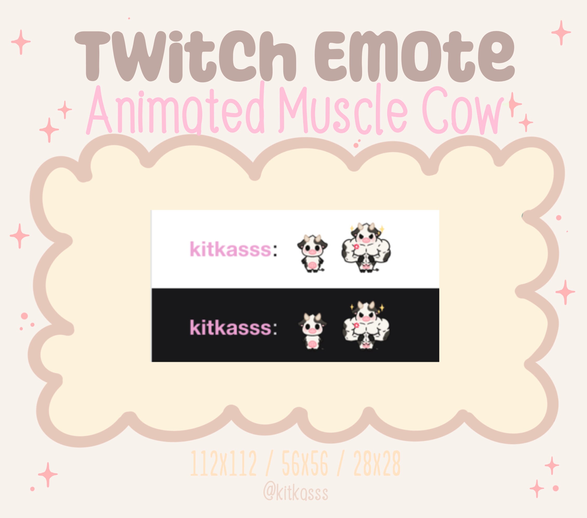 Animated Muscle Cow Emote Animated Cow Twitch Emote Muscle - Etsy UK