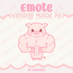 Animated Muscle Pig Emote - Muscle Emote - Gym Emote - Kawaii Cute Pig ...