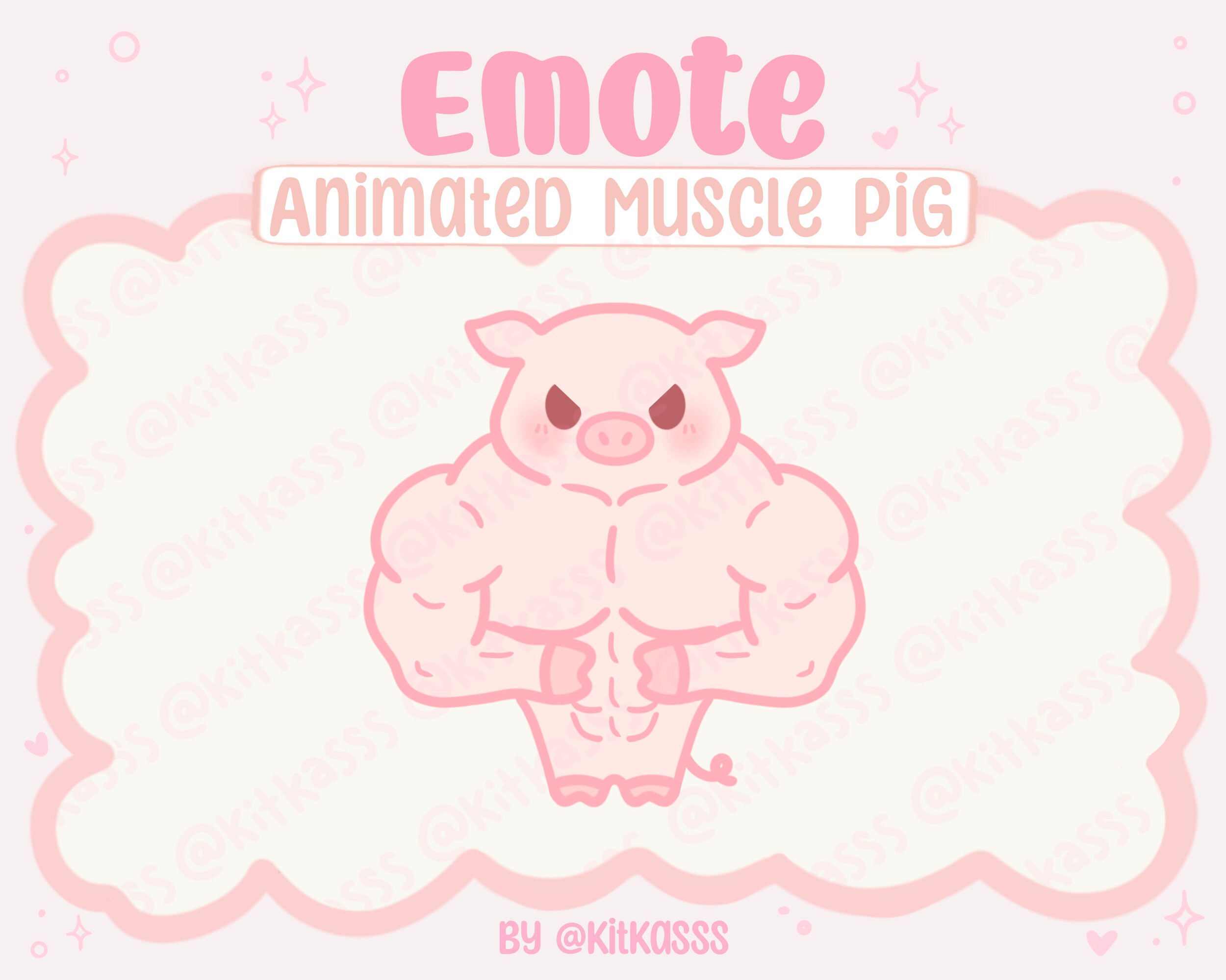 Animated Muscle Pig Emote Muscle Emote Gym Emote Kawaii Cute Pig Emote ...