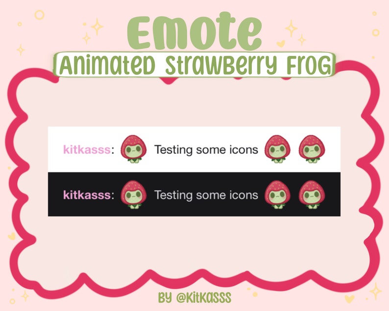 Animated Frog Emote - Cute Kawaii Frog - Strawberry Hat Frog - Cute ...