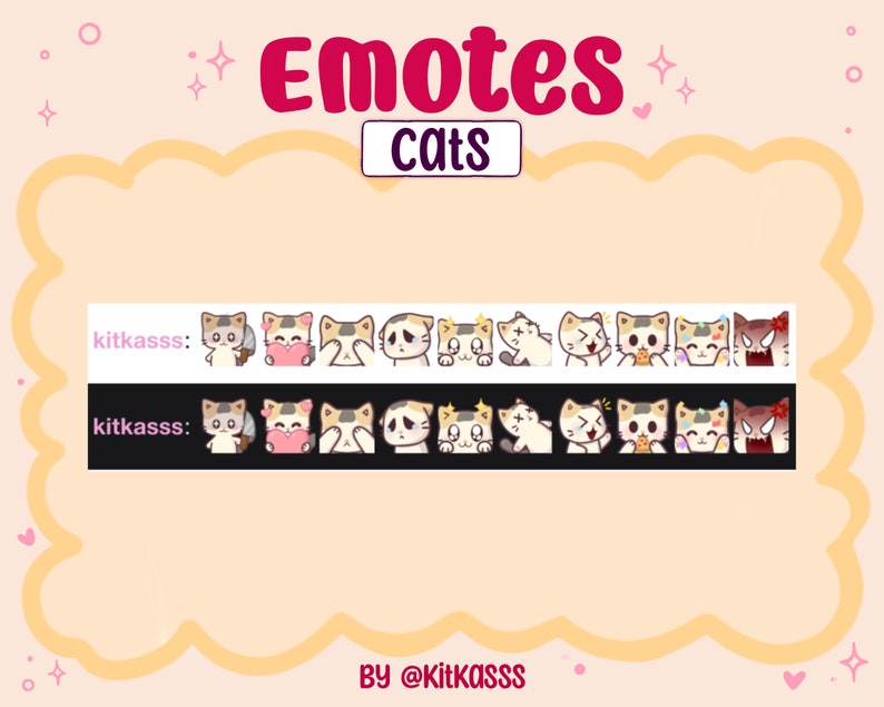 10 Cat Twitch Emote - Kawaii Cute Cat Emotes - Cat Emotes - Kitty ...