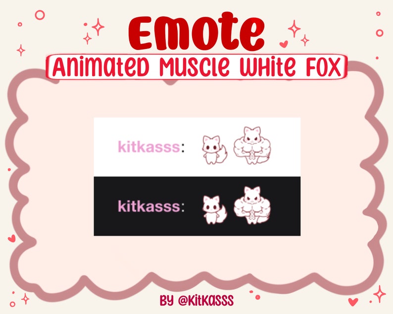 Cute White Fox Animated Emote Buff White Fox Emote Muscle White Fox ...