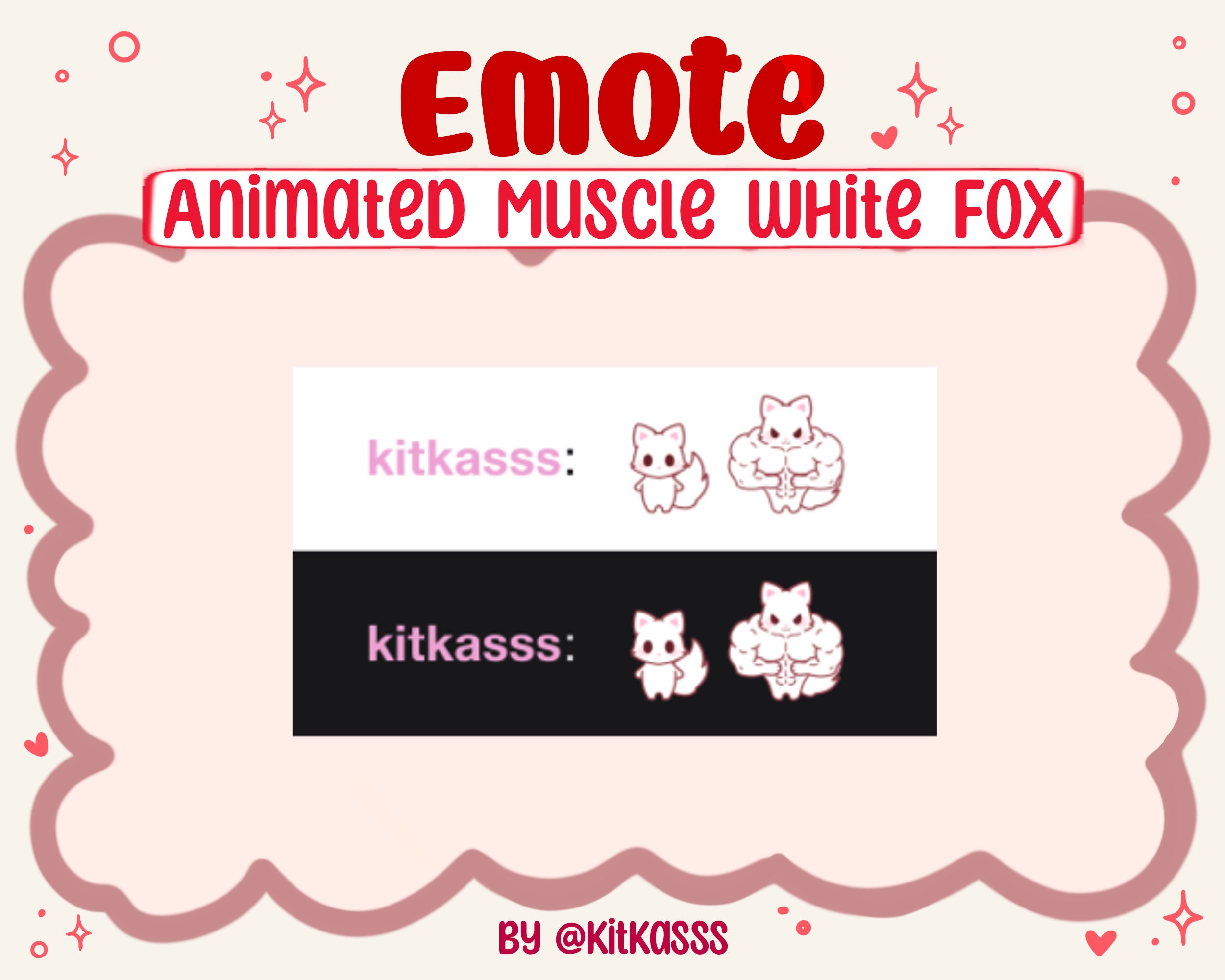 Cute White Fox Animated Emote - Buff White Fox Emote - Muscle White Fox ...
