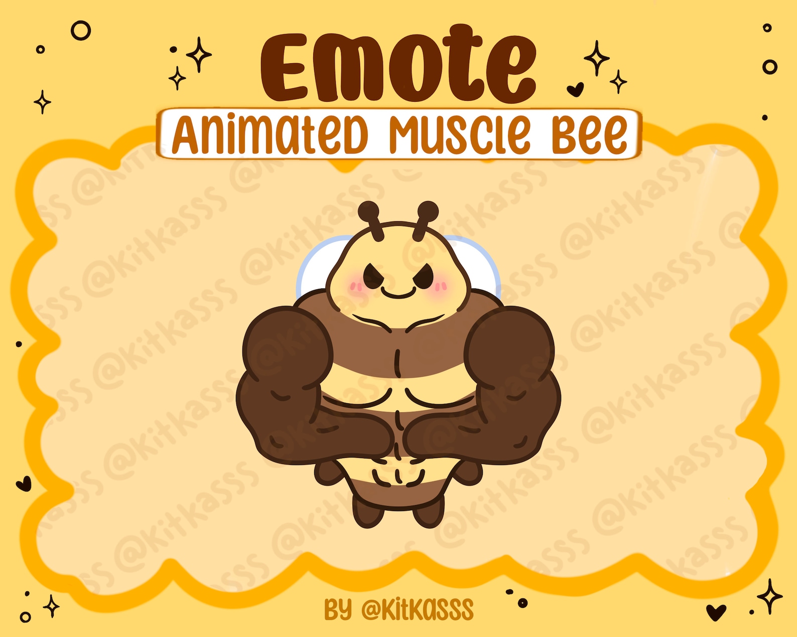 Animated Emote - Animated Muscle Bee Emote - Bee Emote - Cute Kawaii ...