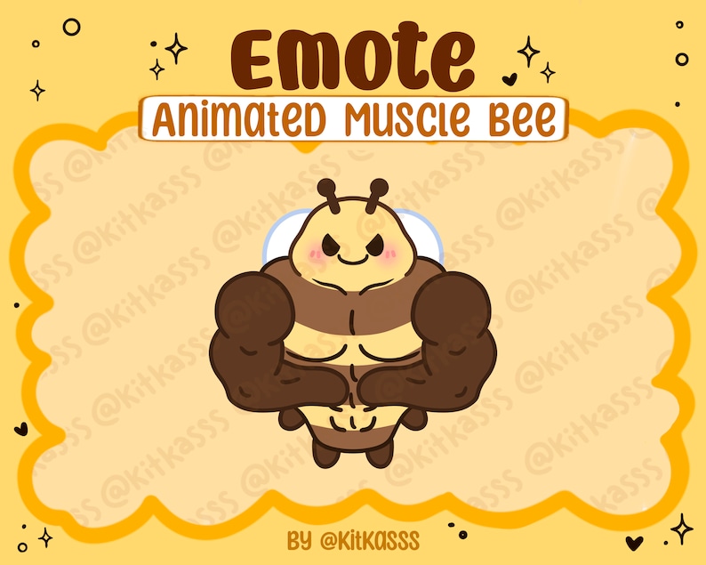 Animated Emote - Animated Muscle Bee Emote - Bee Emote - Cute Kawaii ...