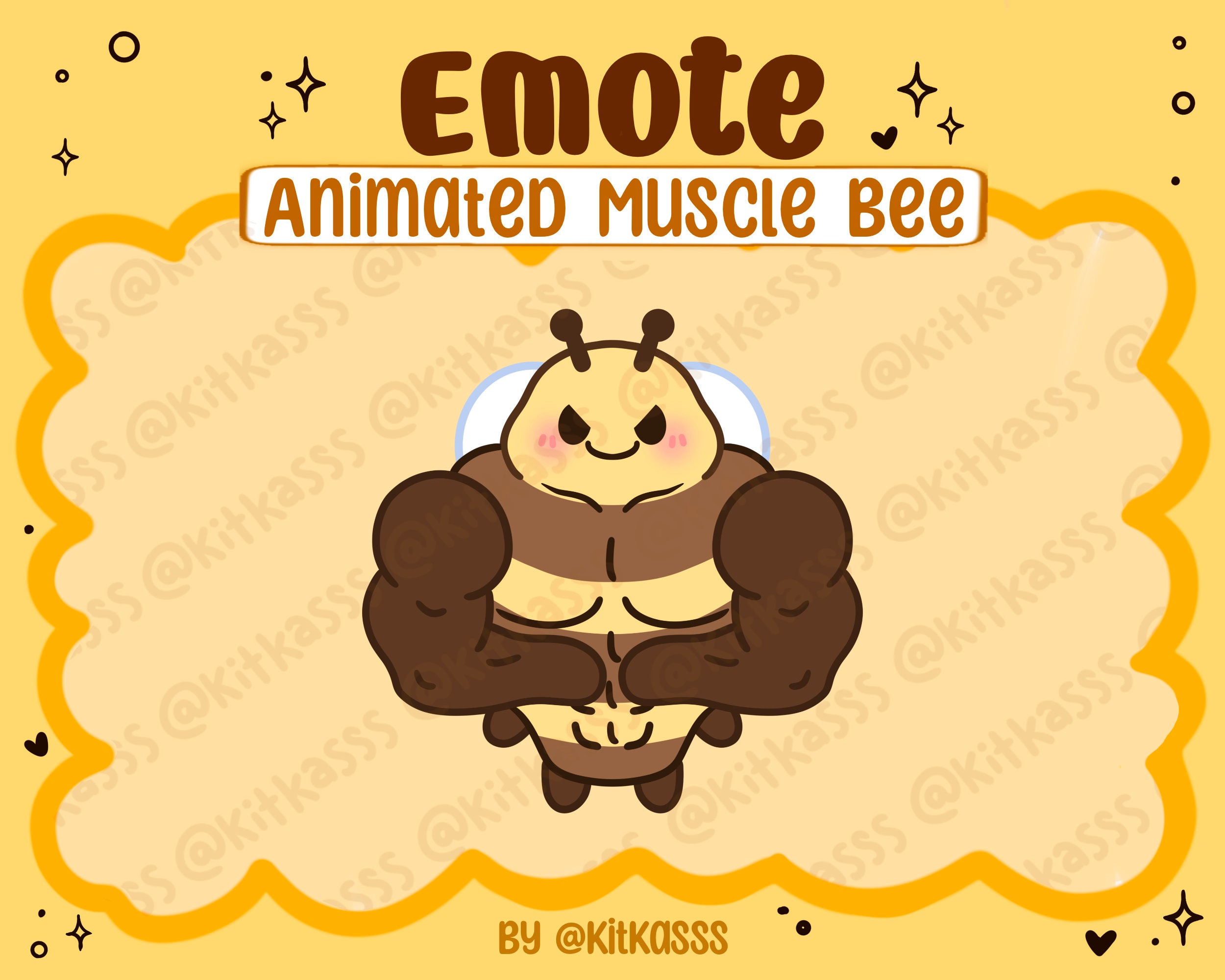 Animated Emote - Animated Muscle Bee Emote - Bee Emote - Cute Kawaii Bee Emote - Spring Emote ...
