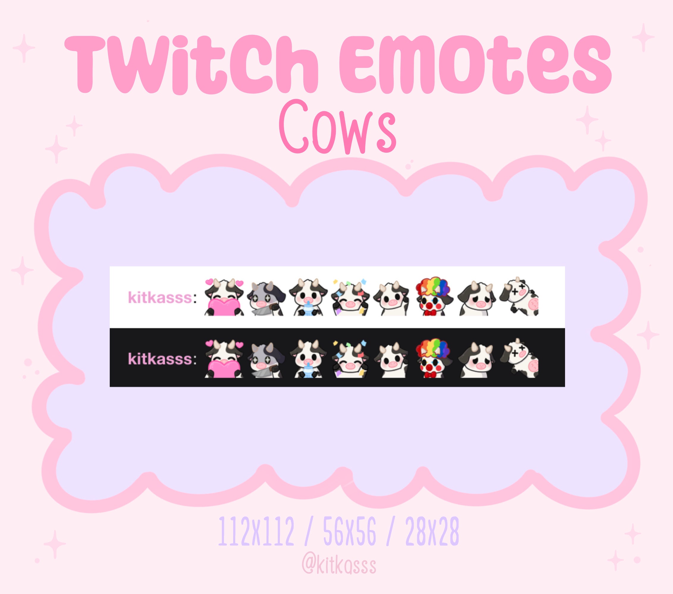 8 Twitch/discord Emotes Cow Emotes Animated Cow Emote - Etsy UK