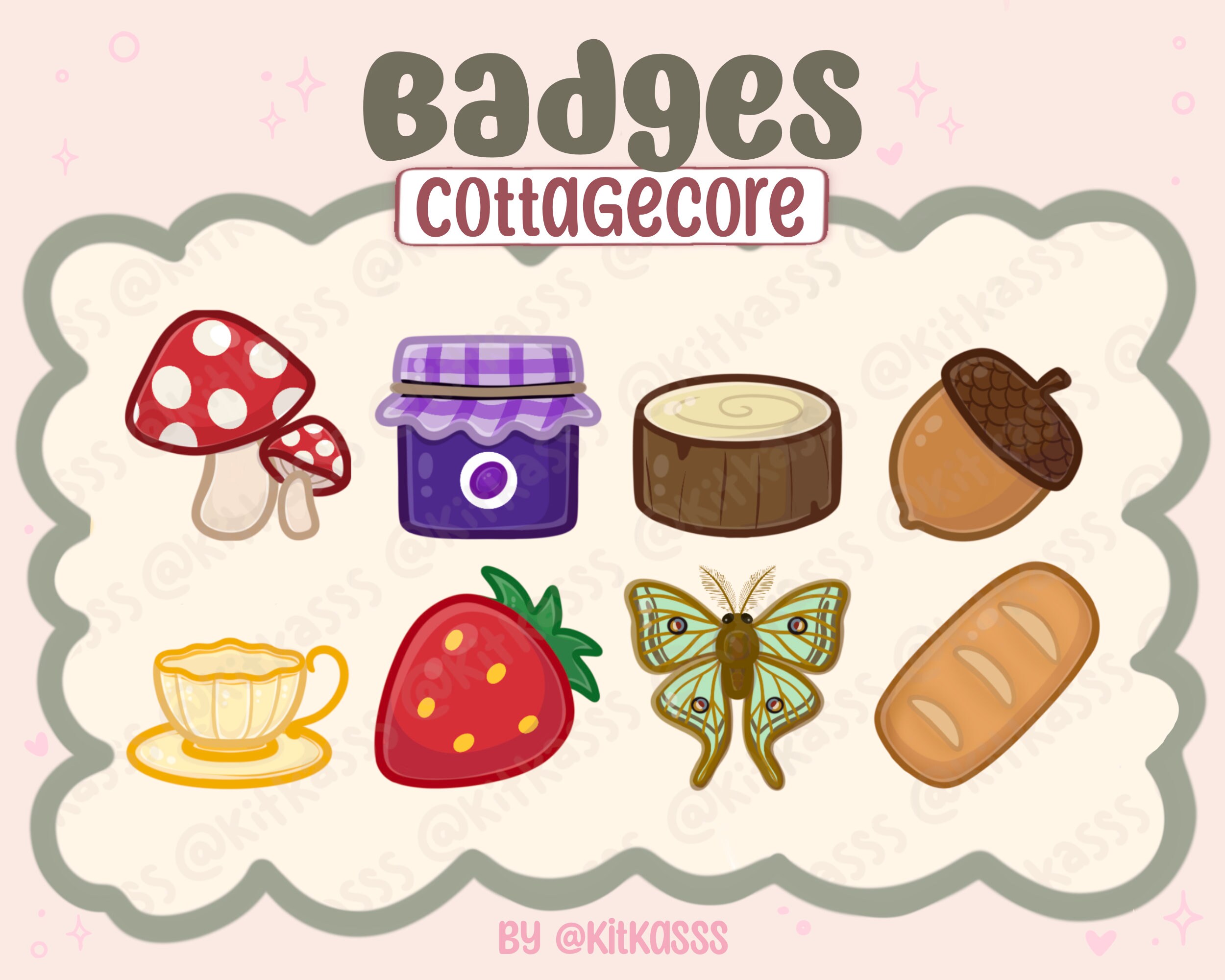 Cottagecore Twitch Badges Cottagecore Theme Badges Moth - Etsy
