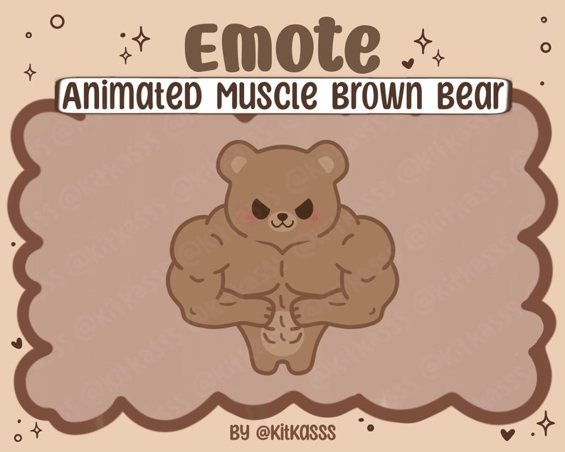 Animated Muscle Brown Bear Emote - Buff Brown Bear Emote - Flexing Bear ...