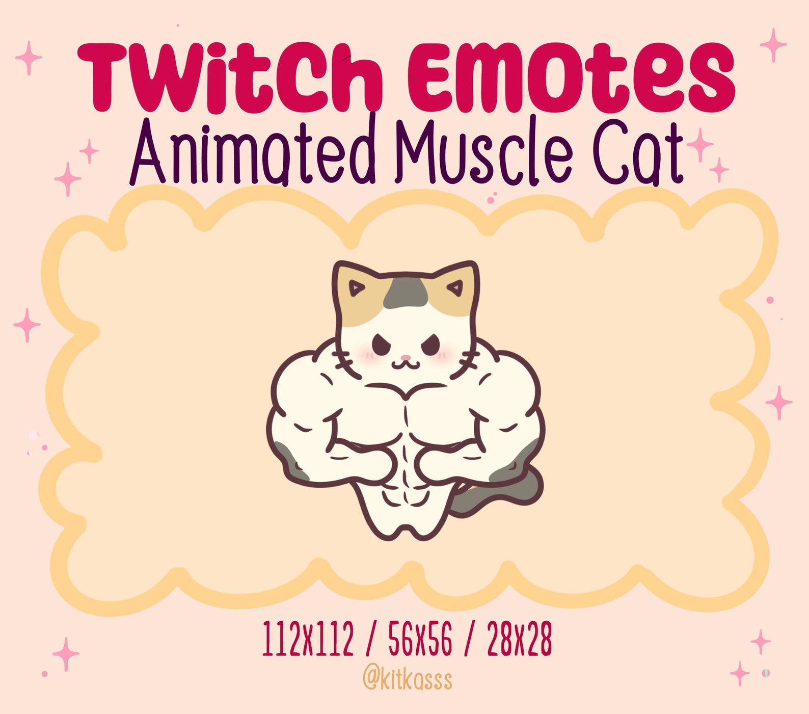 Animated Twitch Emote Buff Cat Emote Muscle Cat Emote - Etsy