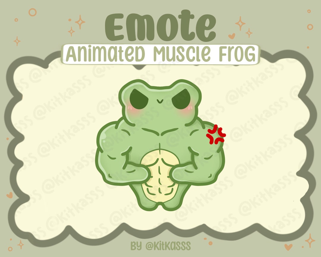 Animated Frog Emote - Animated Muscle Frog Emote - Animated Buff Frog ...