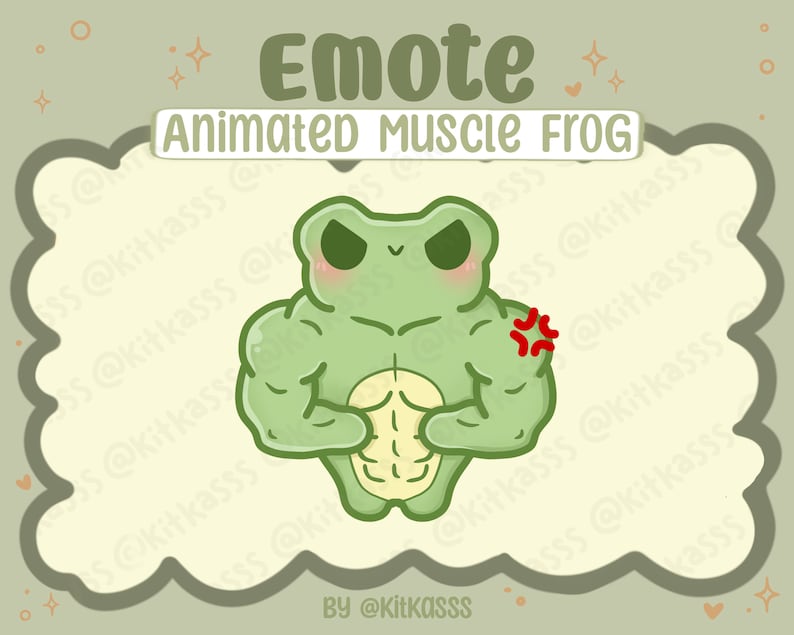 Animated Frog Emote - Animated Muscle Frog Emote - Animated Buff Frog ...