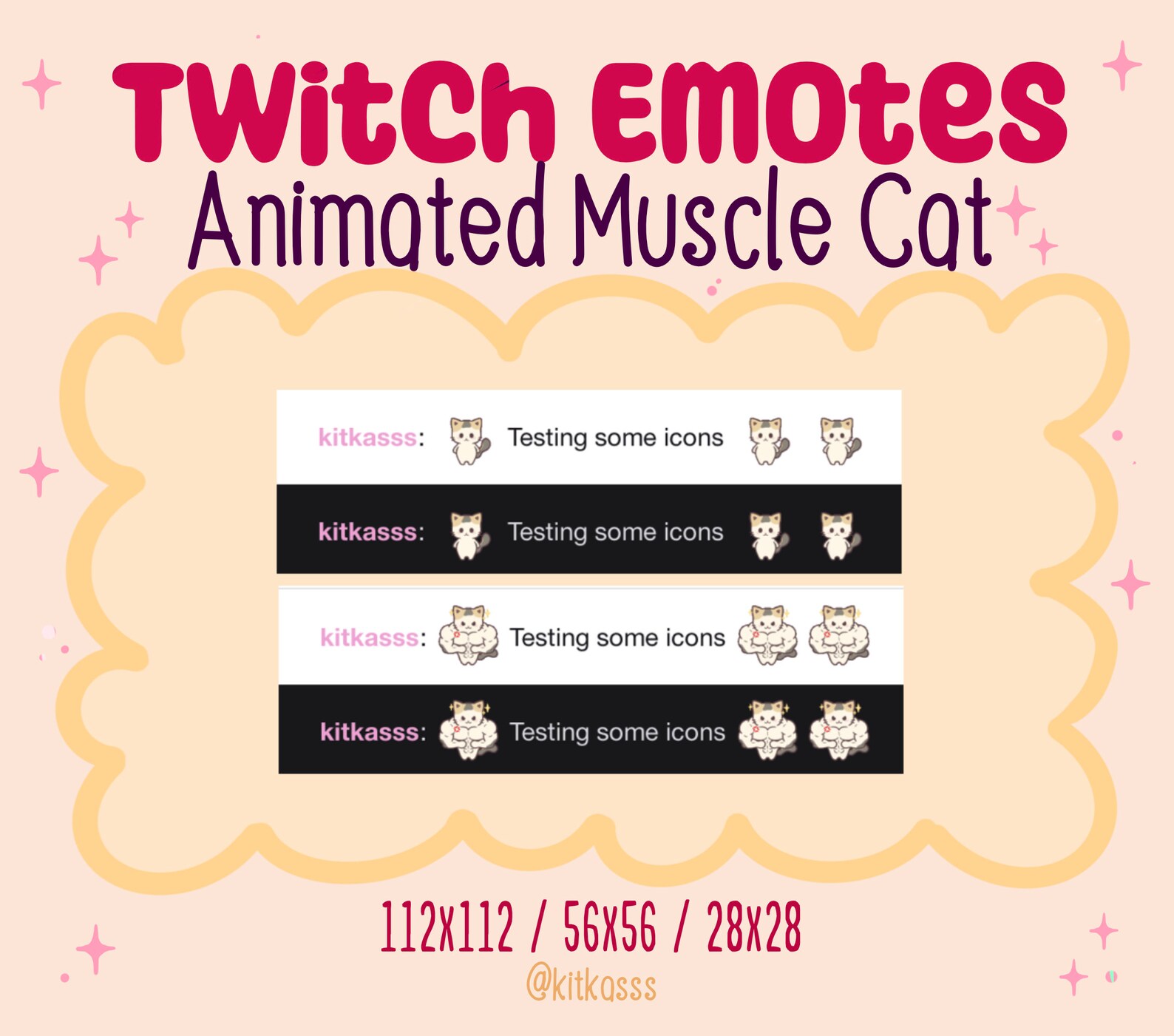 Animated Twitch Emote Buff Cat Emote Muscle Cat Emote - Etsy