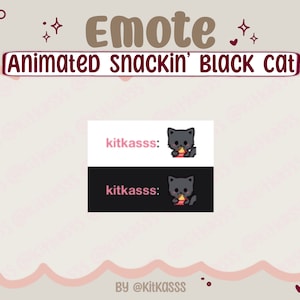 Animated Black Cat Emote - Snackin’ Cat Emote - Animated Eating Black ...