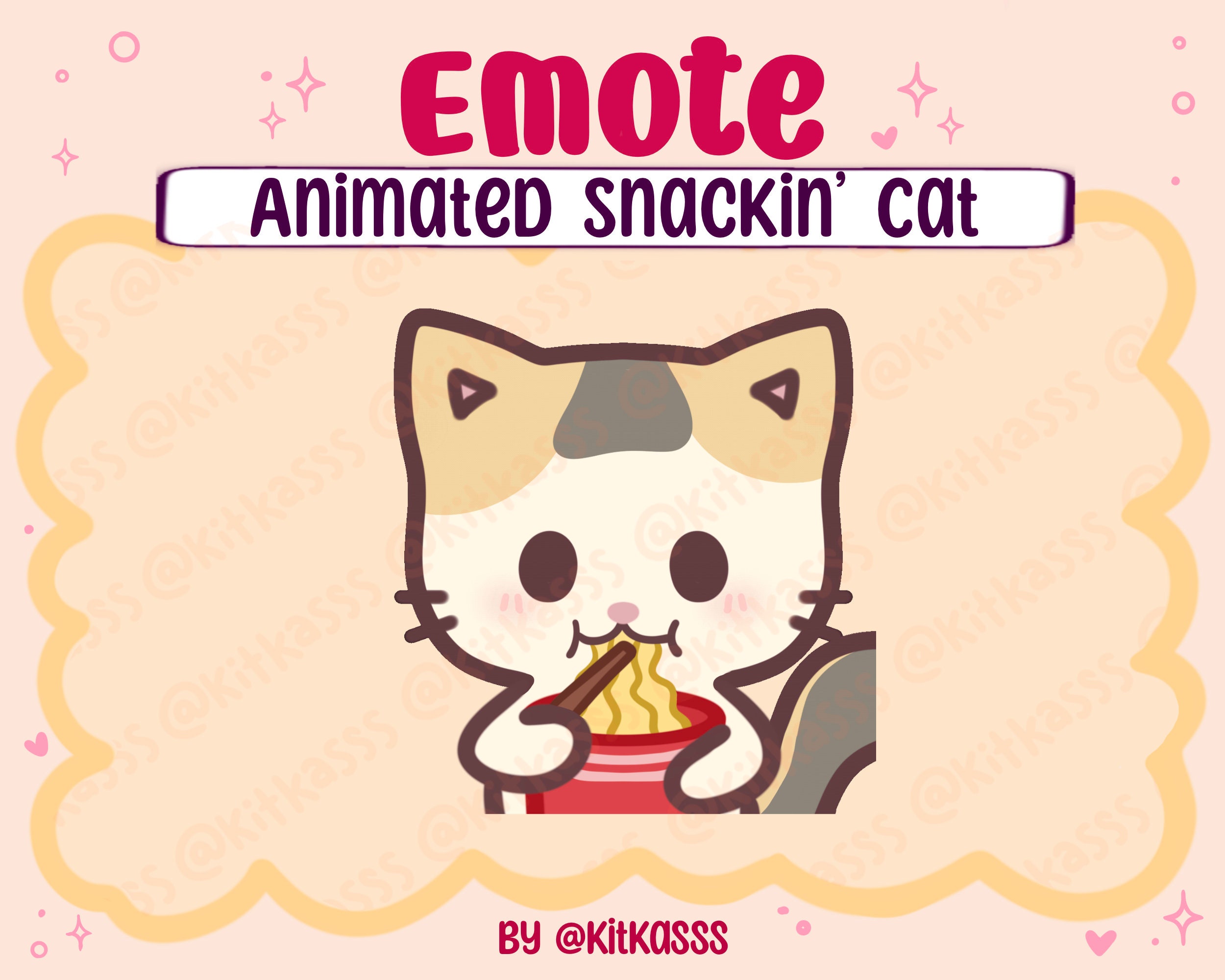 Animated Cat Emote - Snackin’ Cat Emote - Animated Eating Cat Emote ...
