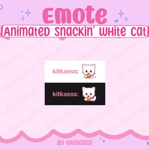 Animated White Cat Emote - Snackin’ Cat Emote - Animated Eating White ...