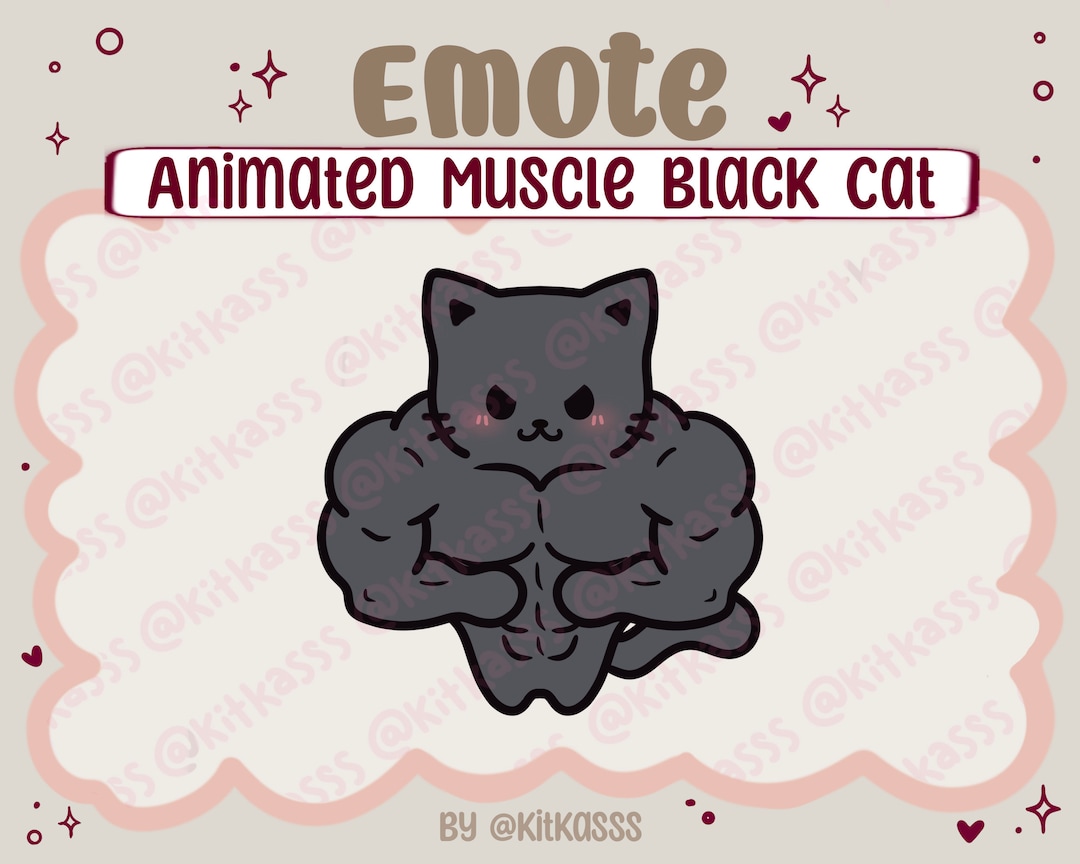 Animated Emote - Animated Black Cat Muscle Emote - Black Cat Emote ...