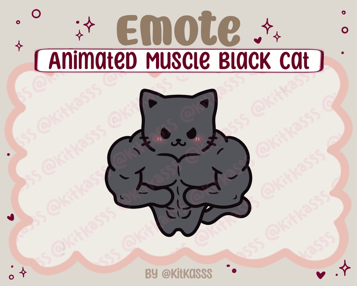 Gesto animado - Gesto de músculo de gato negro animado - Gesto de gato ...