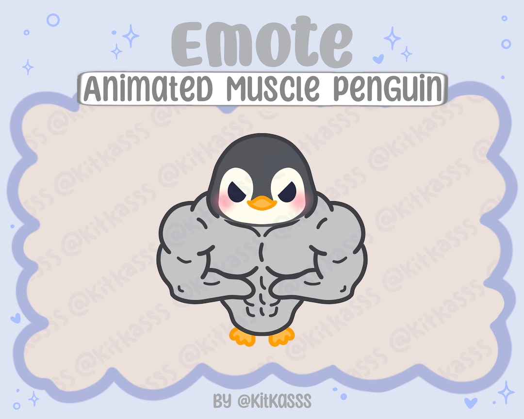 Animated Muscle Penguin Emote - Twitch, Youtube, Discord Emotes - Buff ...