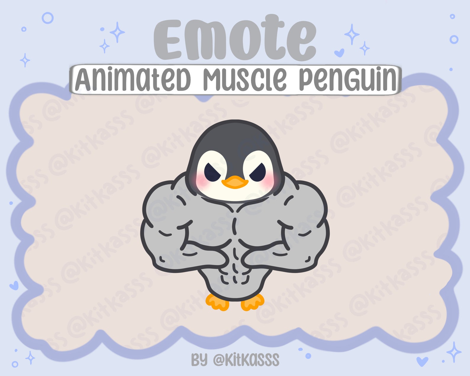 Animated Muscle Penguin Emote - Twitch, Youtube, Discord Emotes - Buff ...