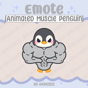 Animated Muscle Penguin Emote - Twitch, Youtube, Discord Emotes - Buff ...